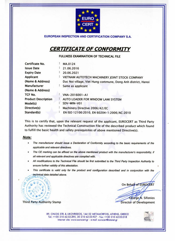 Quality certifications – AUTOTECH MACHINERY JSC